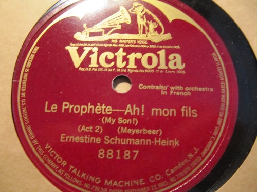 1909 Ernestine SCHUMANN HEINK LE PROPHETE Ah Mon Fils Ach mein Sohn ...