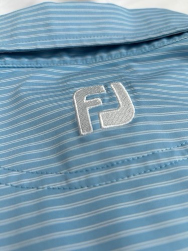 FootJoy Golf Polo Shirt Men’s Large Blue Striped Stretch Short Sleeve ...