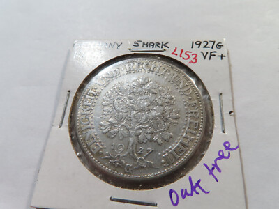 L153 German Weimar 1927-G 5 Marks VF+ Oak Tree | eBay