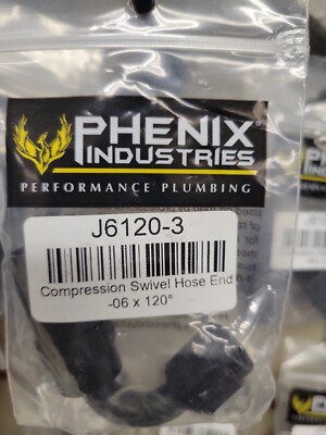 6 an compression swivel hose end fitting 120 degree j6120-3 black aluminum | eBay