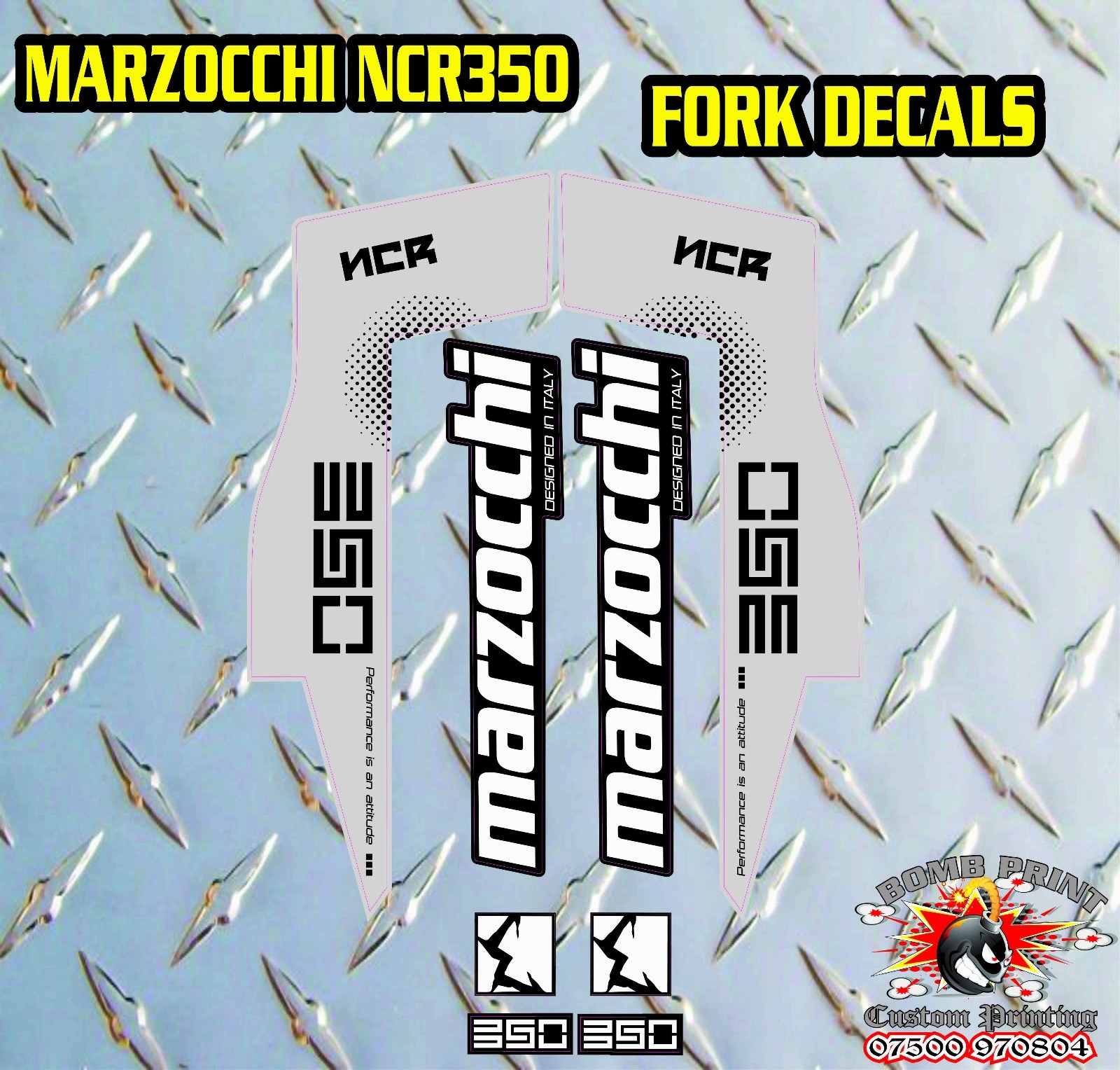 MARZOCCHI NCR350 FORK Stickers Decals Graphics Mountain Bike Down Hill ...