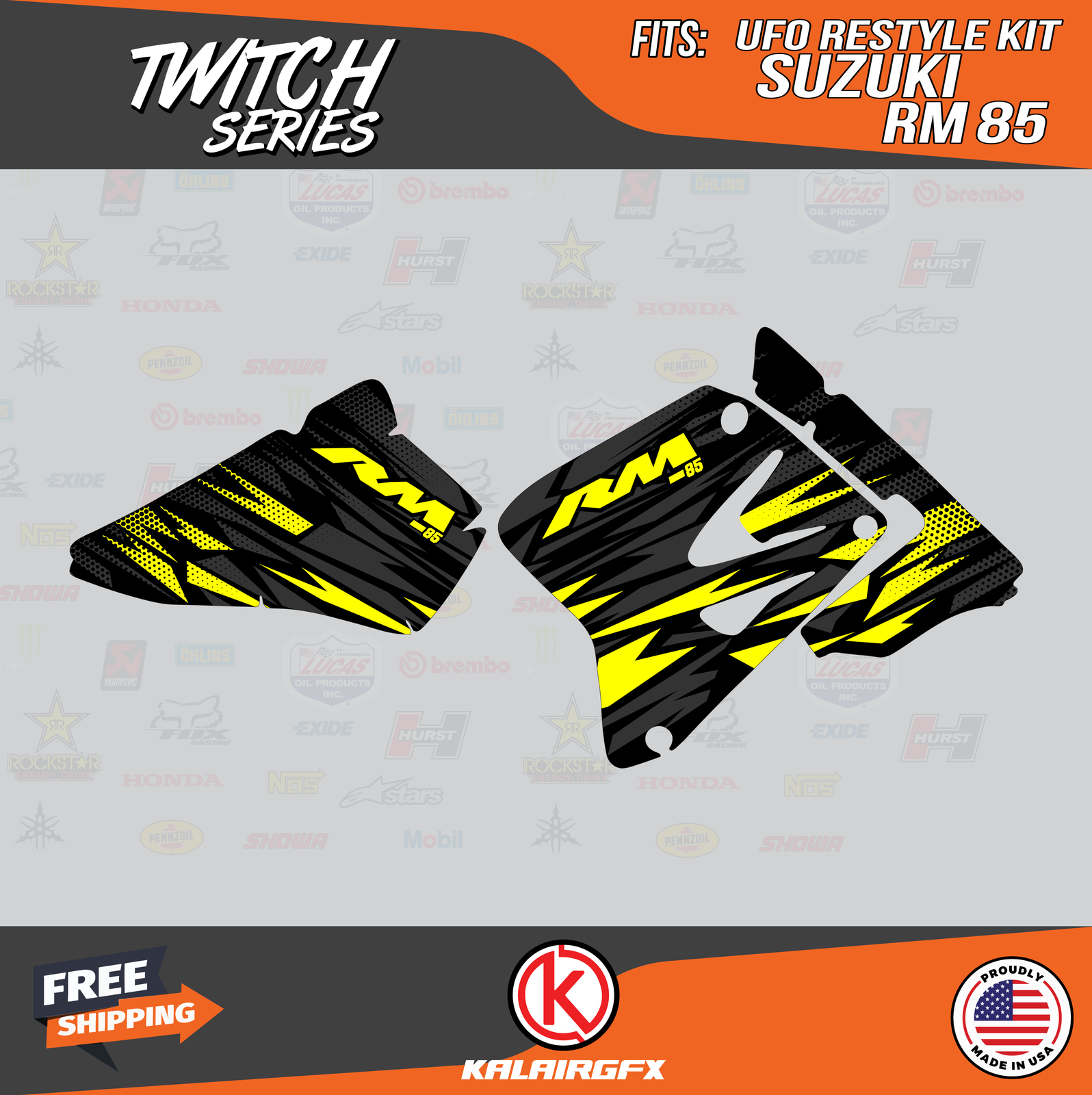 Graphics Kit for Suzuki RM85 (2001-2023) UFO RESTYLE TWITCH-Yellow | eBay