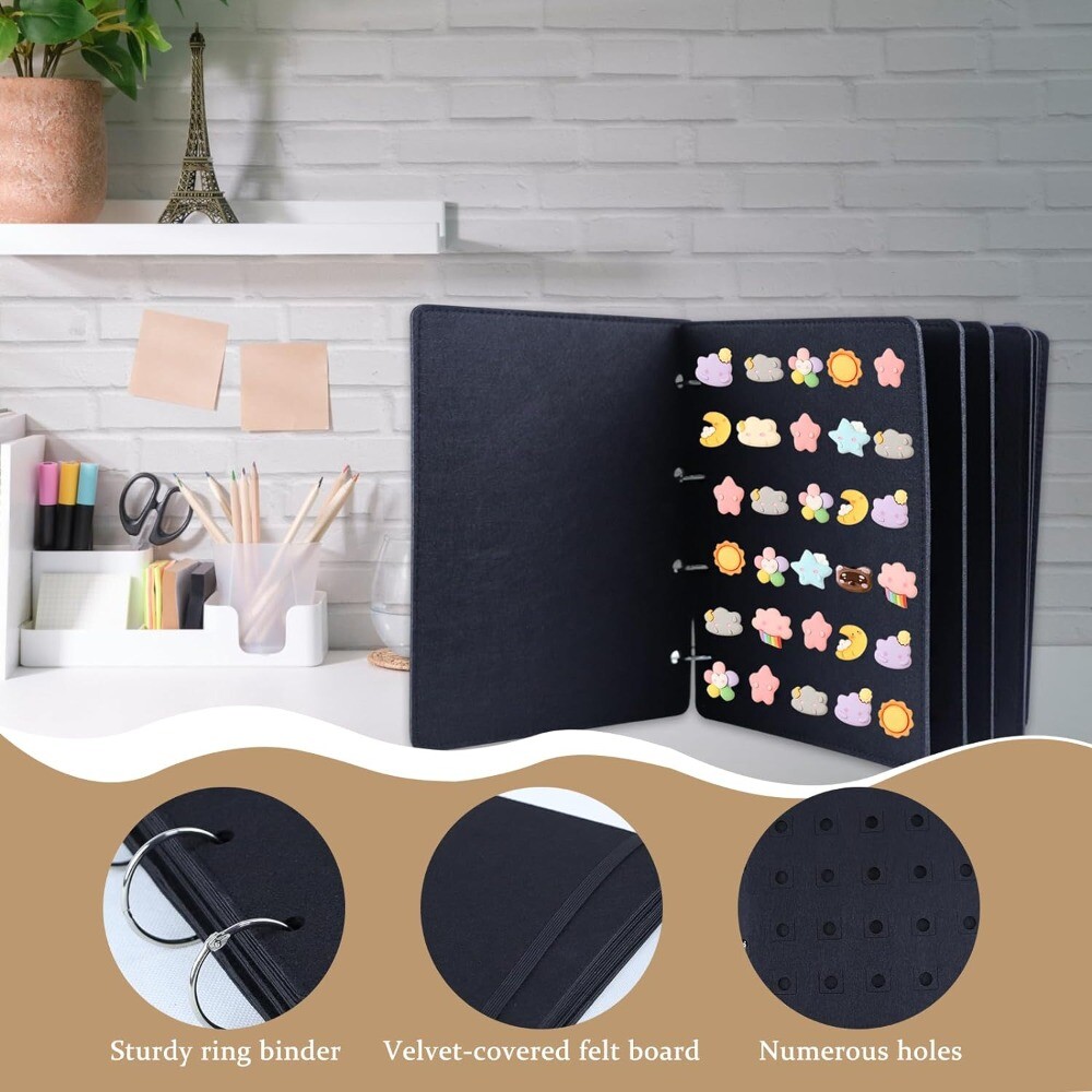 Felt Pin Display Binder Black Page Pin Binder Shoe Charms Organizer | eBay
