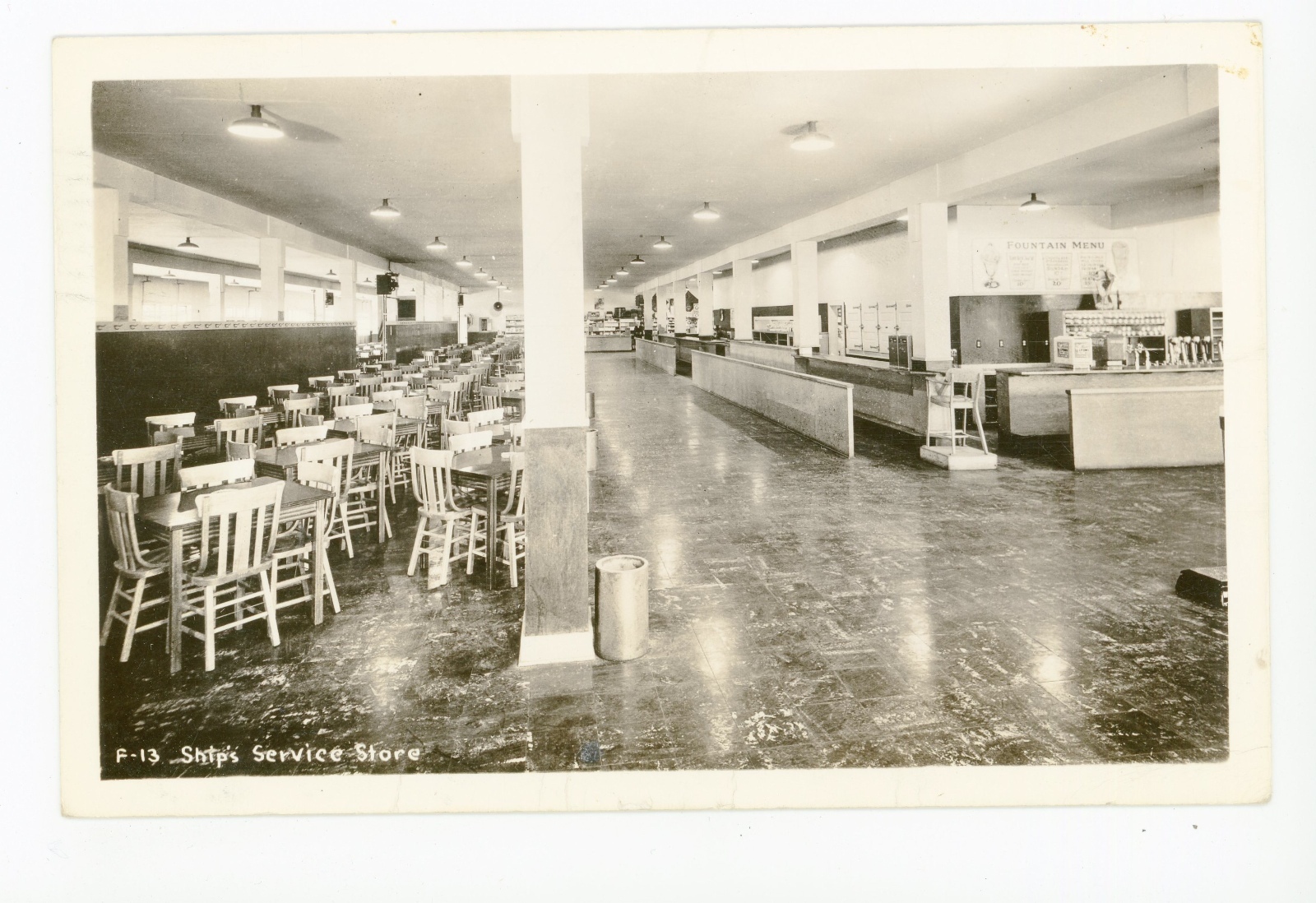 Navy Ship Cafeteria Interior RPPC Vintage WWII Photo Soda Fountain USN ...