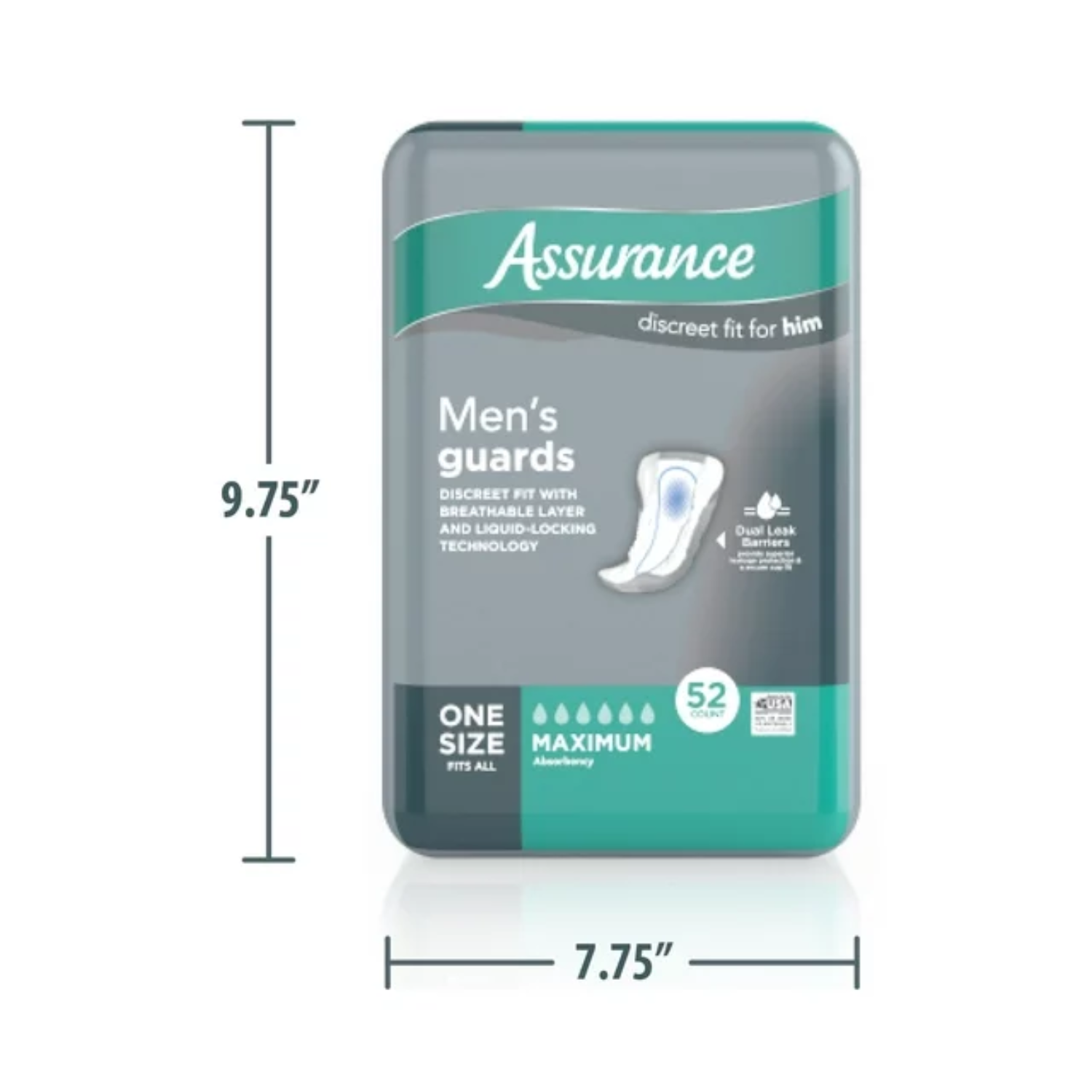 Assurance Men's Guards, Maximum Absorbency, One Size Fits All, 52 Count ...