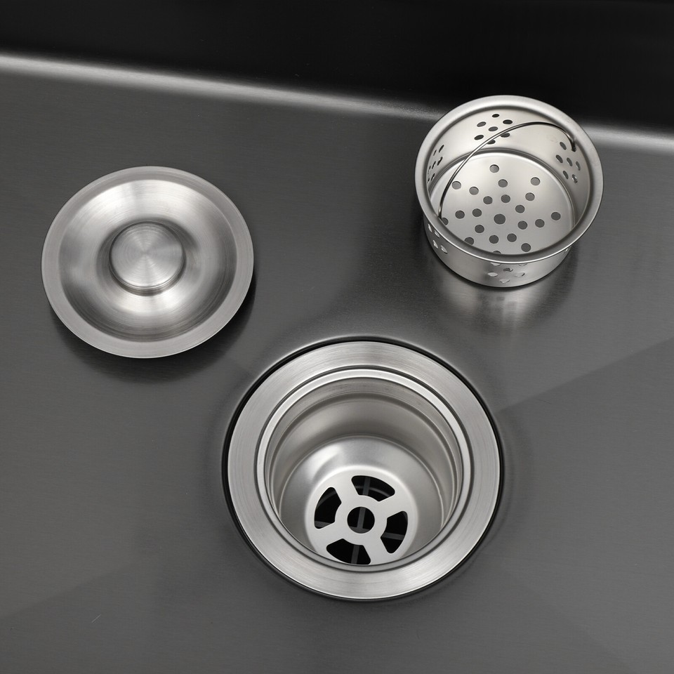 ‎Freestanding Kitchen Sink Stainless Steel Sink w/ Faucet & Water Inlet ...