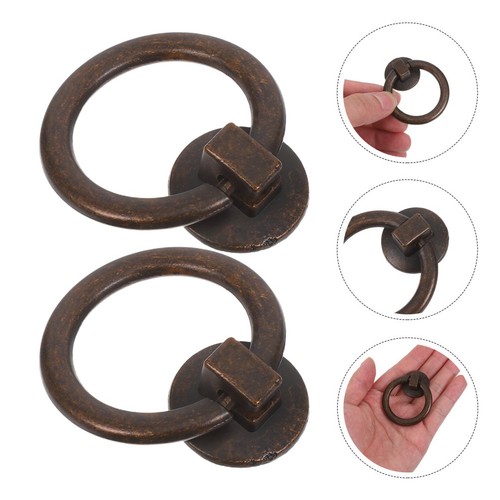 2pcs Vintage Ring Pulls: Antique Bronze 1.69 Inch Classic Cabinet ...