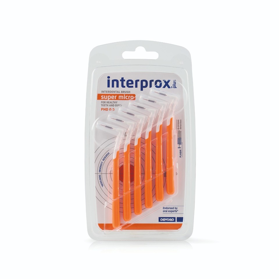 Interprox Plus Orange 0.9mm Super Micro Interdental Brush - Pack of 6 ...