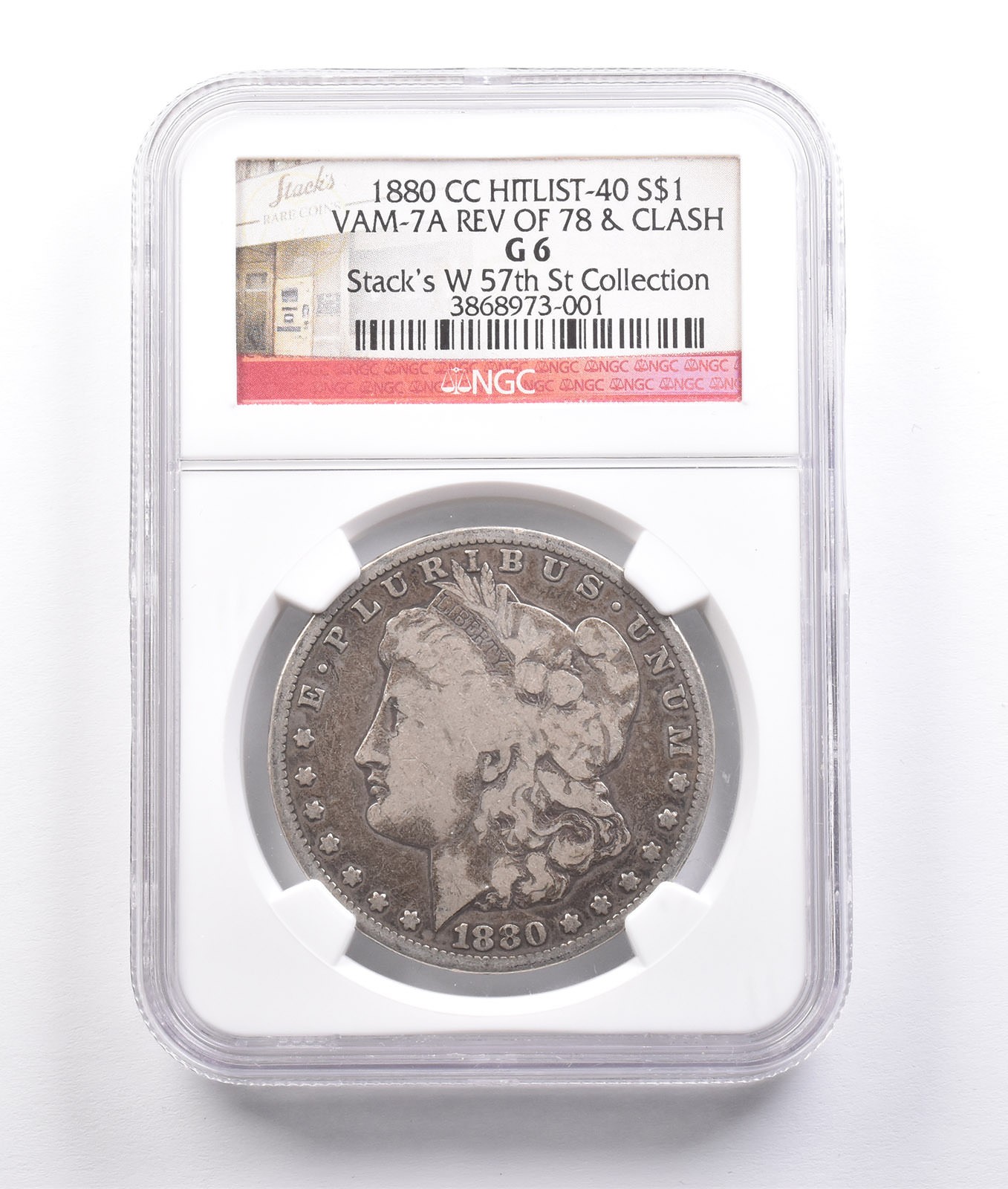 1880-CC Morgan Silver $1 VAM-7A Rev Of 78 & Clash Stack's W 57th St G6 ...
