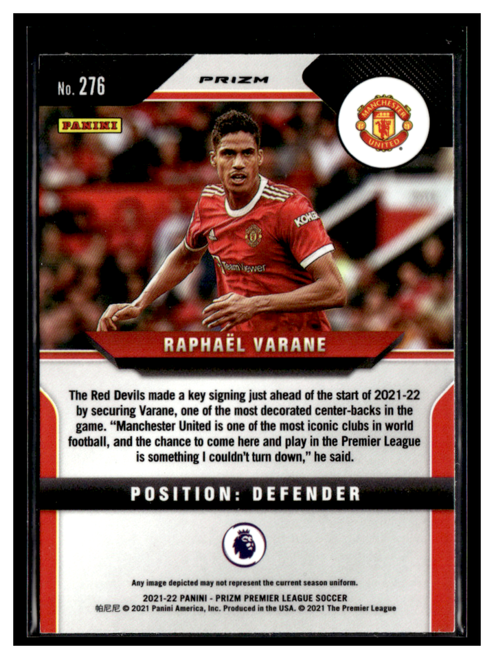 2021 Panini Prizm EPL #276 Raphael Varane Red White Blue | eBay