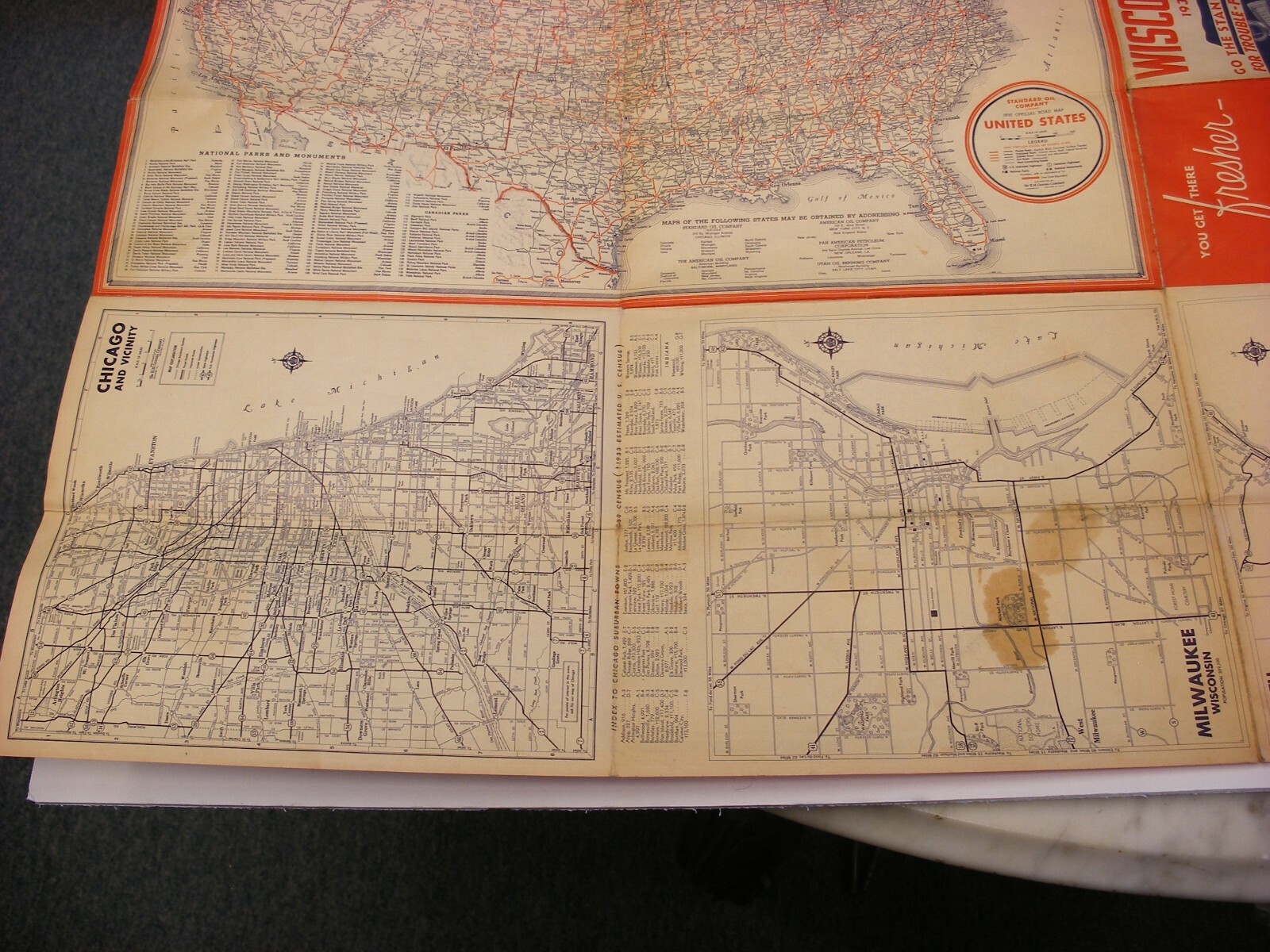 Vintage 1935 Standard Oil Red Crown Gas & Oil Wisconsin Highway Road ...