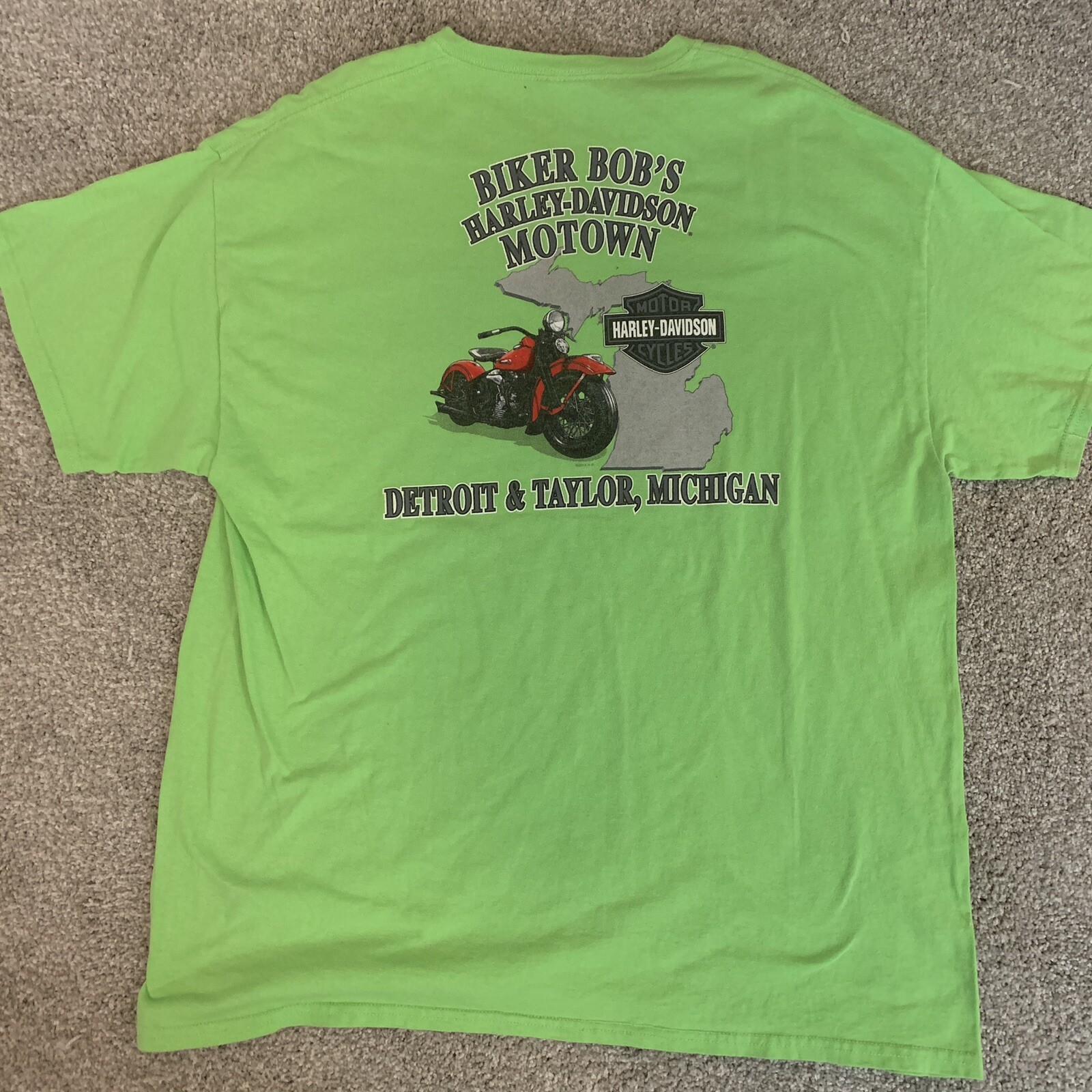 HARLEY DAVIDSON MEN’S GREEN, XL, “BIKER BOB’S HD MOTO… - Gem