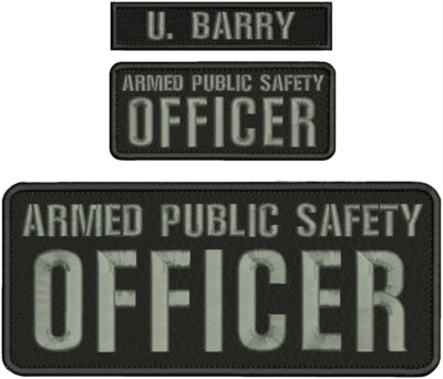 Armed Public Safety Officer EMB PATCH 4X10 &2X5 AND 1X5 HOOK ON BACK ...
