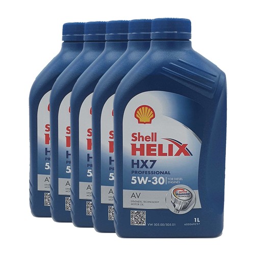 SHELL Helix HX7 Professional Av 5W-30 Huile VW 505 00, 01, 5x1 Litre | eBay