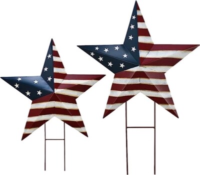 Metal Barn Star Yard Sign, Patriotic Garden Stakes Outdoor 4th of July ...