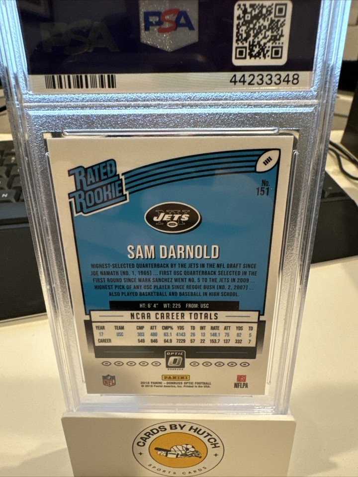 Sam Darnold Donruss Optic 2018 Rated Rookie Card #151 PSA 10 RC GEM ...