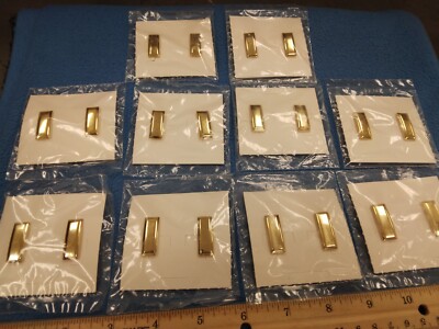 10 PAIRS OF - 2nd Lieutenant Rank Insignia Bar Pins - REGULAR SIZE -G ...