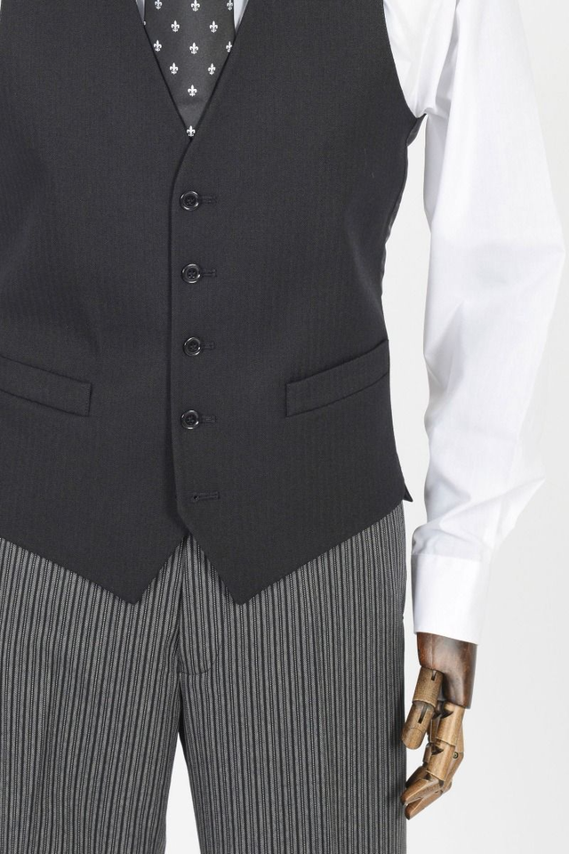 Black Herringbone Waistcoat Masonic Wool Single Breasted Formal Suit ...