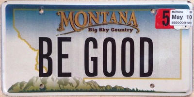 Vanity BE GOOD license plate Bad Behave Mistake farewell bye goodbye ...