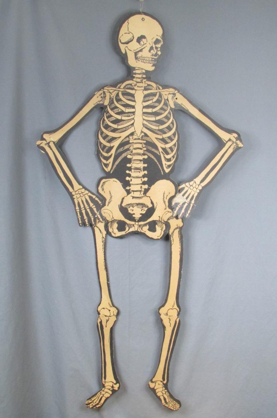 Vintage 1950s Halloween Beistle DieCut Jointed Skeleton Decoration Life ...