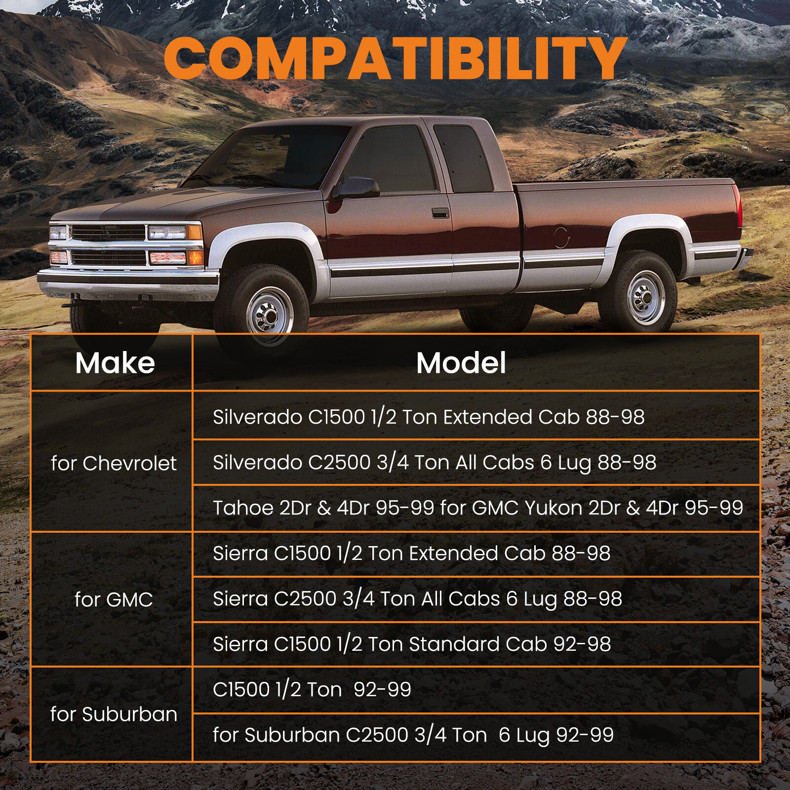 2" Drop Spindle Lowering Kit For Chevy GMC C1500 C2500 Tahoe Yukon 2WD ...