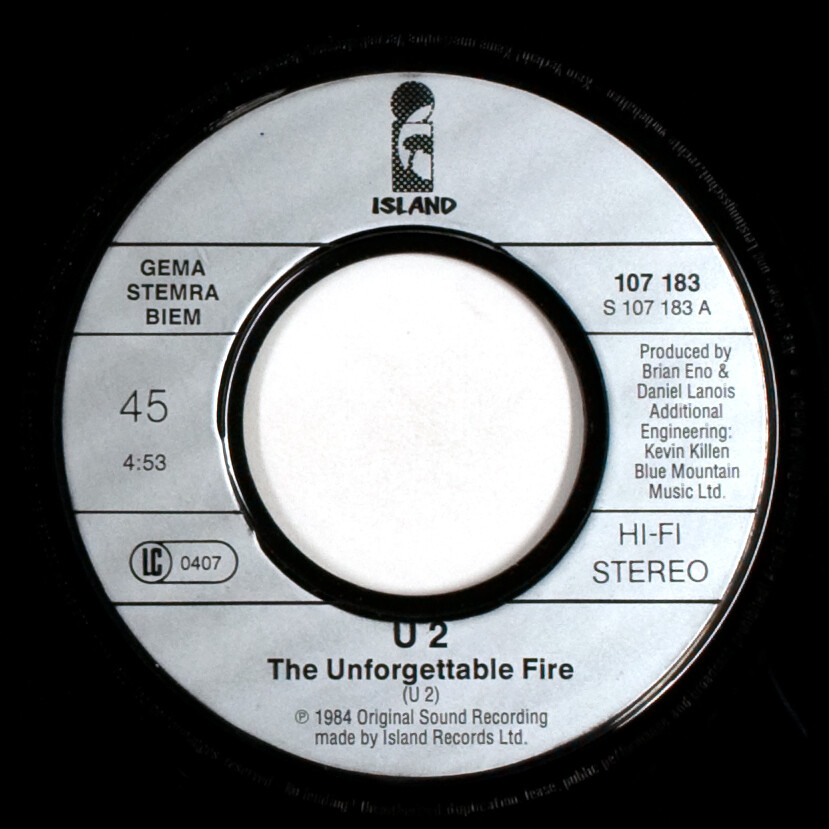 U2 – The Unforgettable Fire / A Sort Of Homecoming – 7" Vinyl – 1985 ...