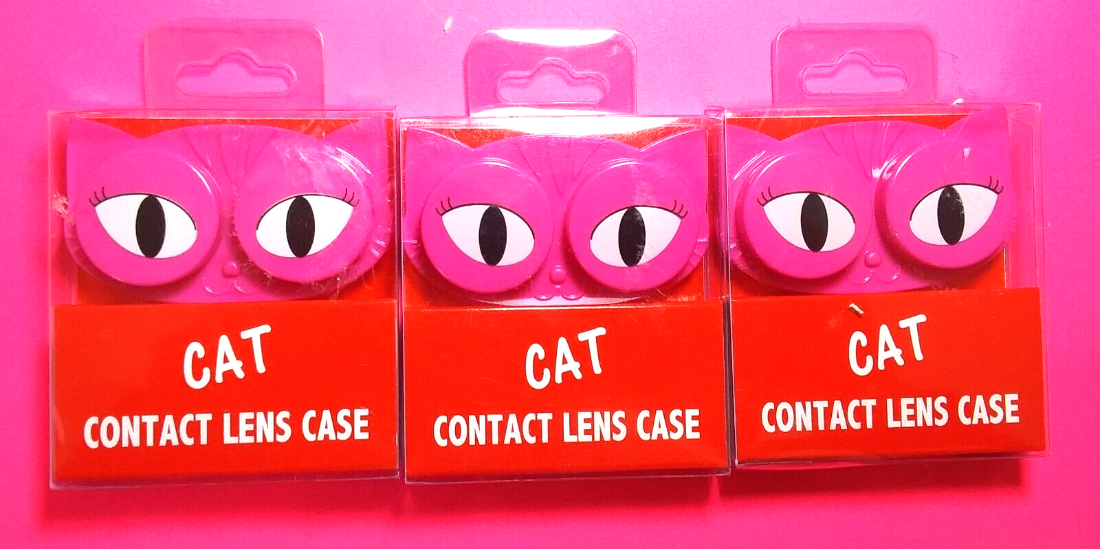 New Pink Cat Contact Lense Case x 3 SEALED | eBay