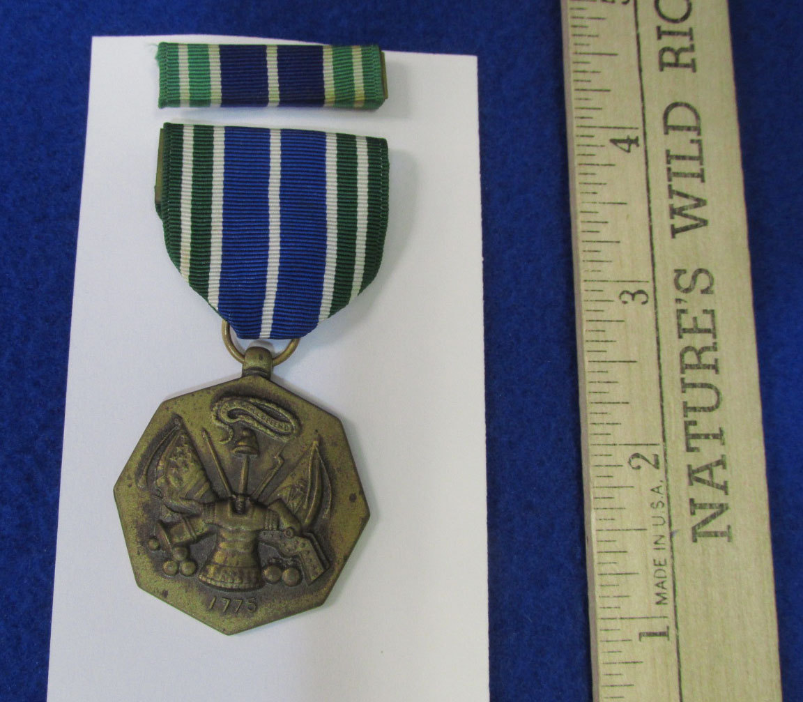 Vintage US Army Military Achievement Medal & Bar Blue Green White ...