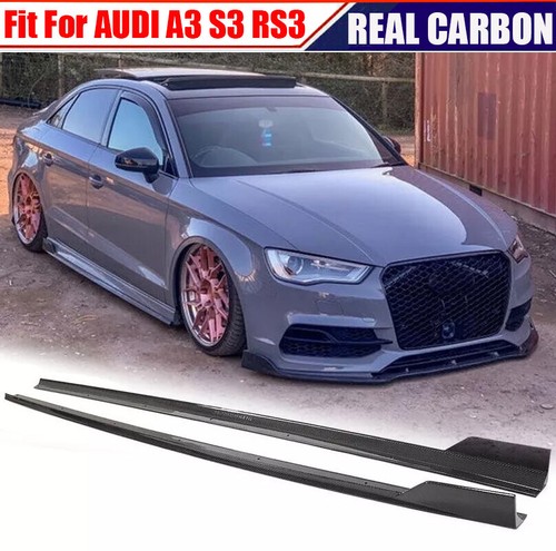 For Audi A3 S-LINE S3 RS3 8V 14-20 REAL CARBON Side Skirt Extension Lip ...