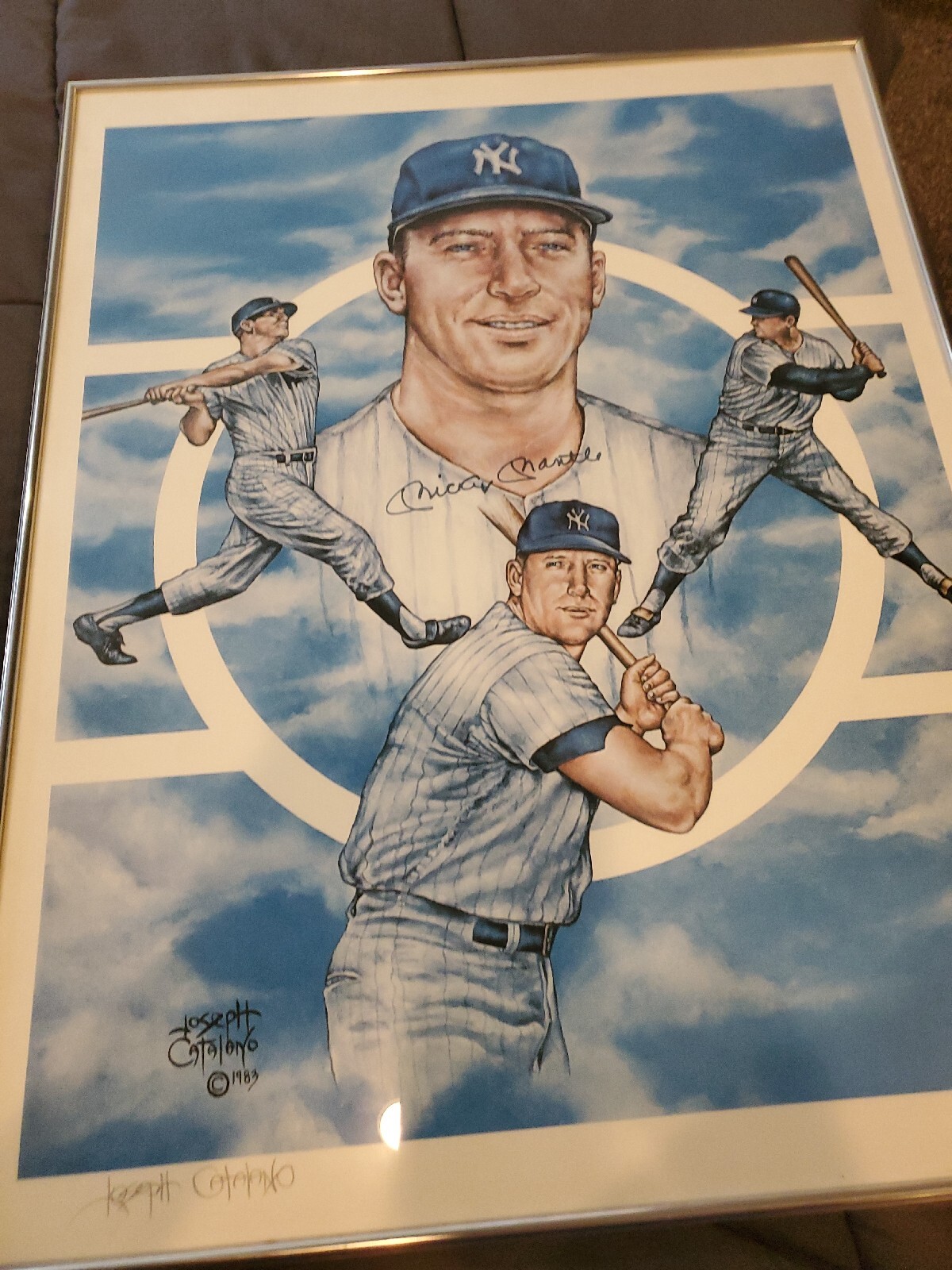 MICKEY MANTLE SIGNED JOSEPH CATALANO LITHO SIGNED BY ARTIST ALSO.#534/ ...