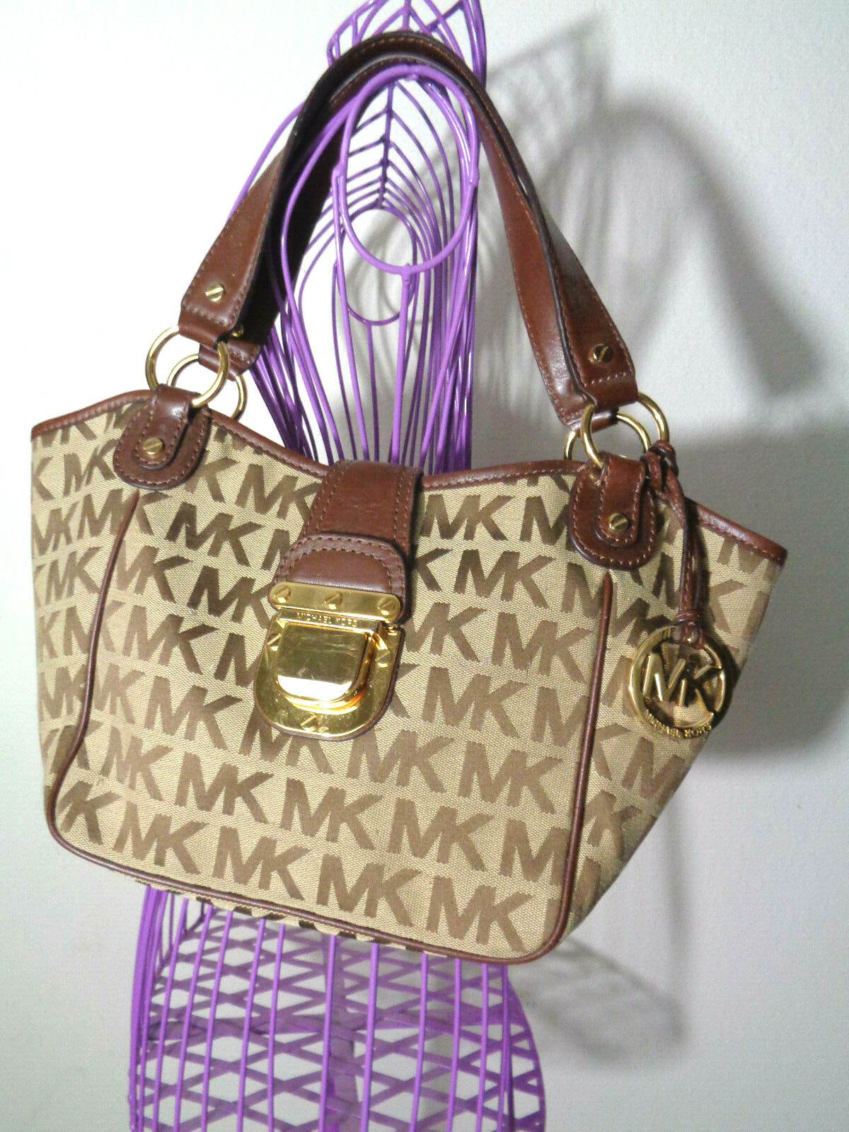 MICHAEL KORS Charleton Signature Jacquard Medium Tote w Top Strap ...