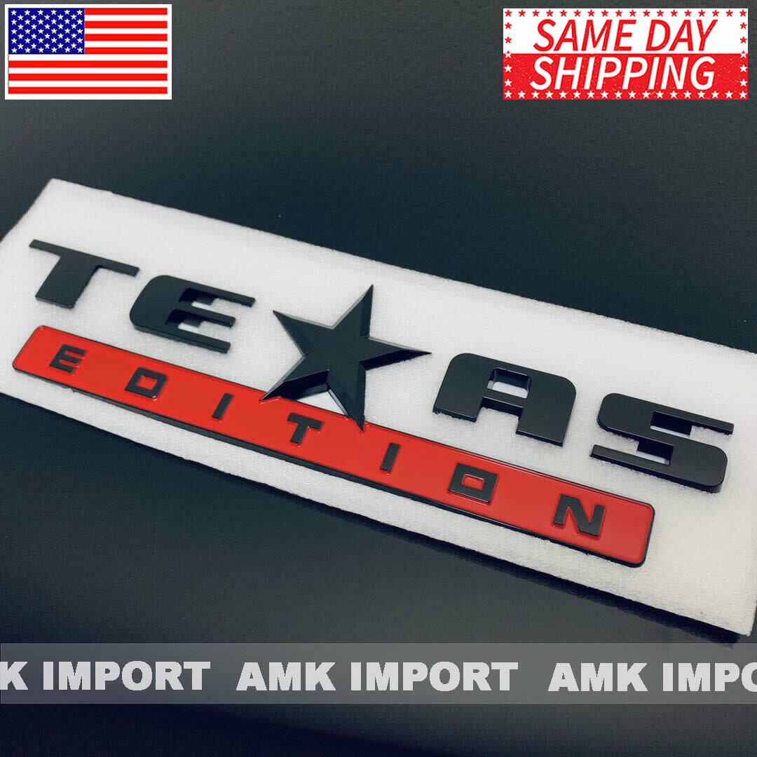 10" TEXAS Edition Logo Emblem Decal Sign Black Chrome Red Truck Boat ...
