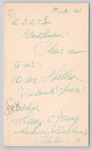 1920 Daniel Dengler Philadelphia PA Order for Walnuts Postcard | eBay