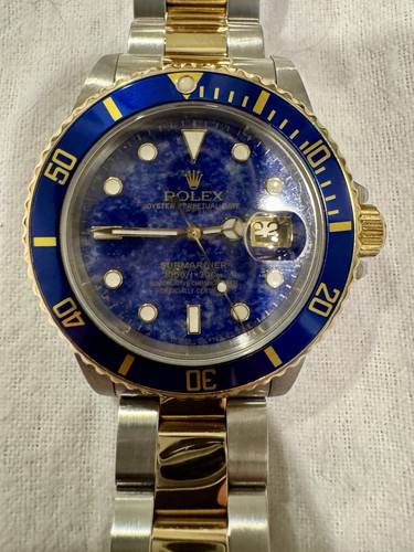 Rolex Submariner 16613 Silver and Gold Oyster Bracelet with Lapis Dial ...