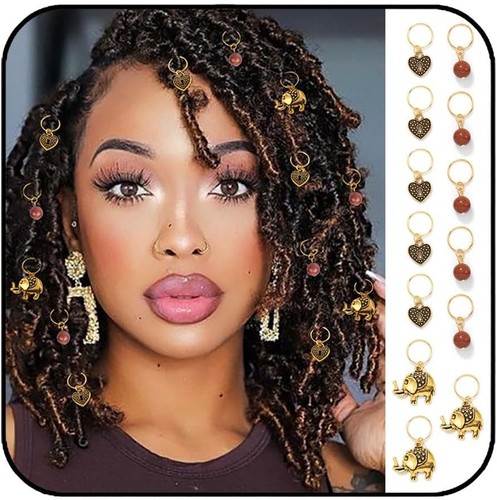 Formery Beads Dreadlock Clip Accessories Gold Elephant Box Braid Rings ...
