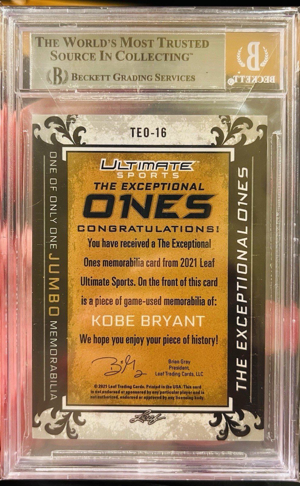 2021 Ultimate Leaf BGS 9 Kobe Bryant 1/1 GAME USED NBA FINALS TROPHY 🏆 ...