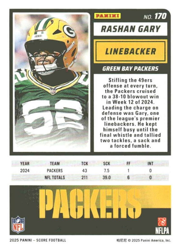 2025 Score Trick or Treat Pumpkin #170 Rashan Gary Green Bay Packers | eBay