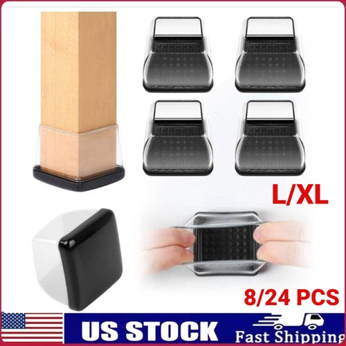 Square Chair Leg Guards Hard Back Sliders, Large Chair Leg Sliders for ...