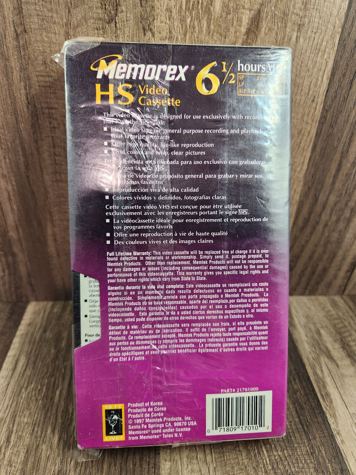 MEMOREX 6.5 HOURS IN SLP/ELP MODE HIGH STANDARD VIDEO CASSETTE T-130 ...
