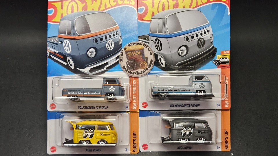 Hot Wheels Volkswagen T2 Pickup & Kool Kombi Recolor Mix Lot of 4 ...