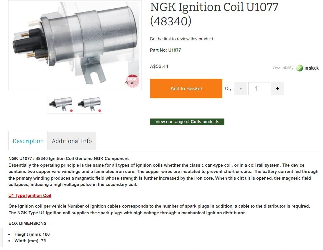 Bosch GT40R Ignition Coil for V8 Series for sale online | eBay