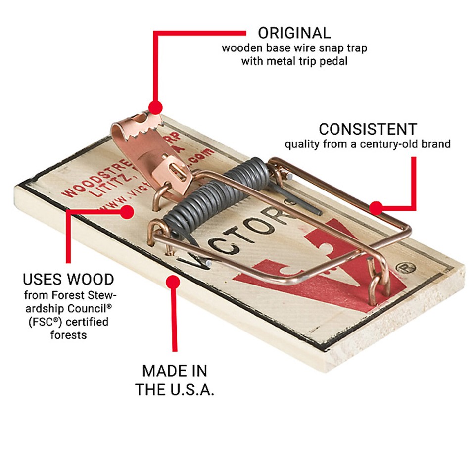 Victor M040 Metal Pedal Mouse Traps ( 12 Pack) Victor Snap Trap Wood ...