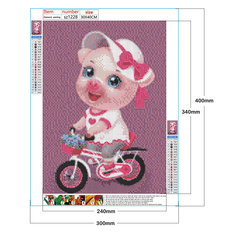 Diamond Painting 5D DIY Pig Full Round Drill Rhinestone Picture (sz1228 ...