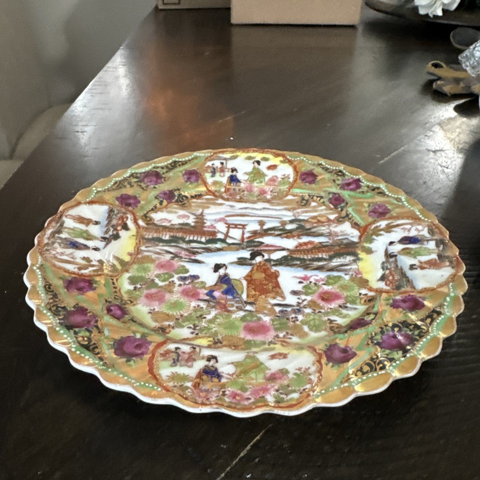 Japanese Kutani Geisha Girls Hand Painted 8 1/2" Plate Vintage/Antique ...