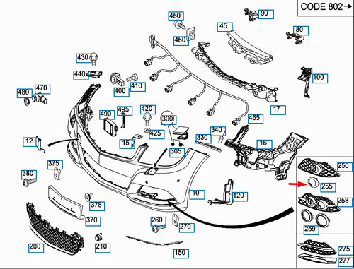 NEW MERCEDES-BENZ C-CLASS W204 FRONT RIGHT FOG LIGHT TRIM A2048851874 ...