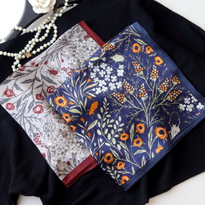 Flowers Insect Print Mulberry Silk Scarf Bandanna Necktie Turban ...