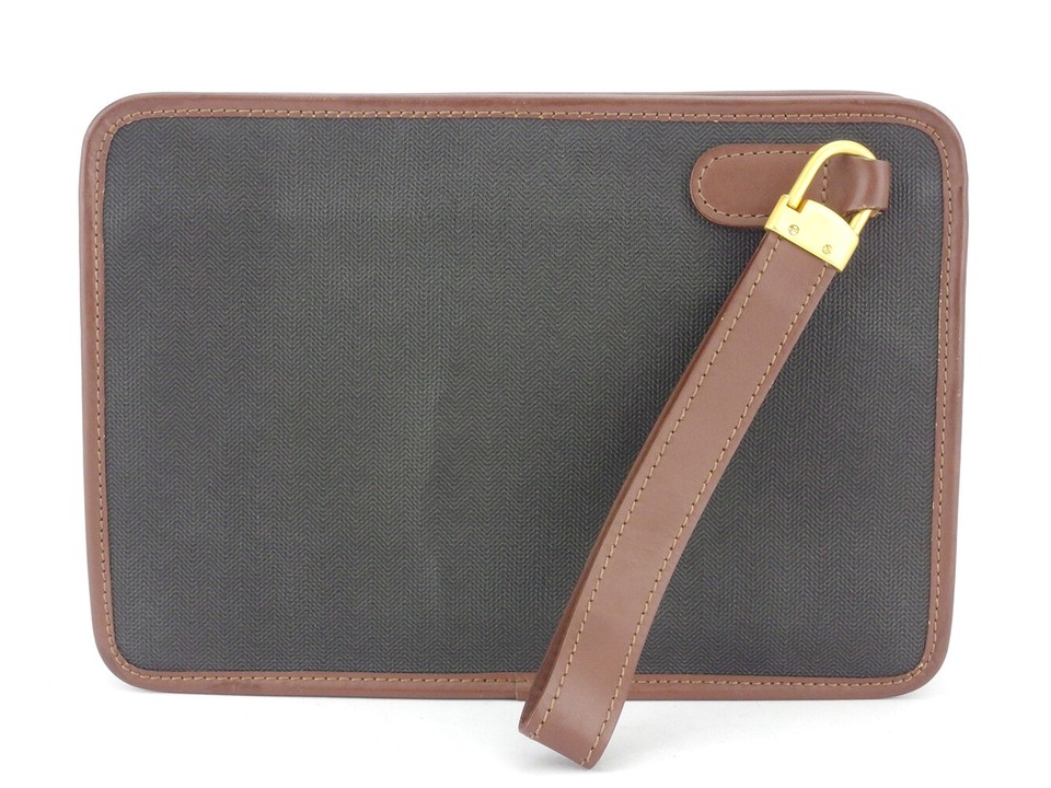 dunhill clutch bag herringbone PVC ?~ leather Authentic used T10570 | eBay