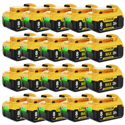 20～1 Pack For DeWalt 20V 20 Volt Max 8.0AH Lithium Ion Battery DCB206-2 ...
