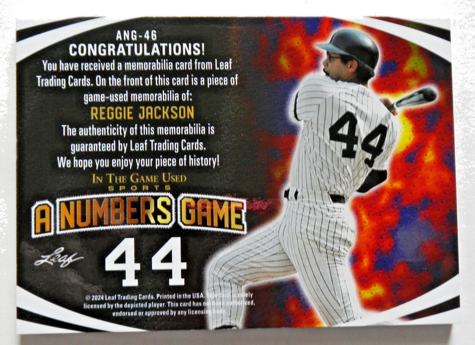 2024 Leaf In The Game Used A Numbers Game Red Foil Reggie Jackson 1/4 ...