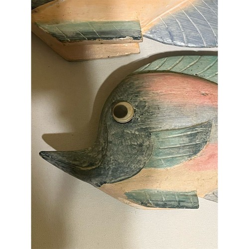 Vintage Hand-Painted Carved Wooden Fish Figurine Set Nautical Decor 70s ...